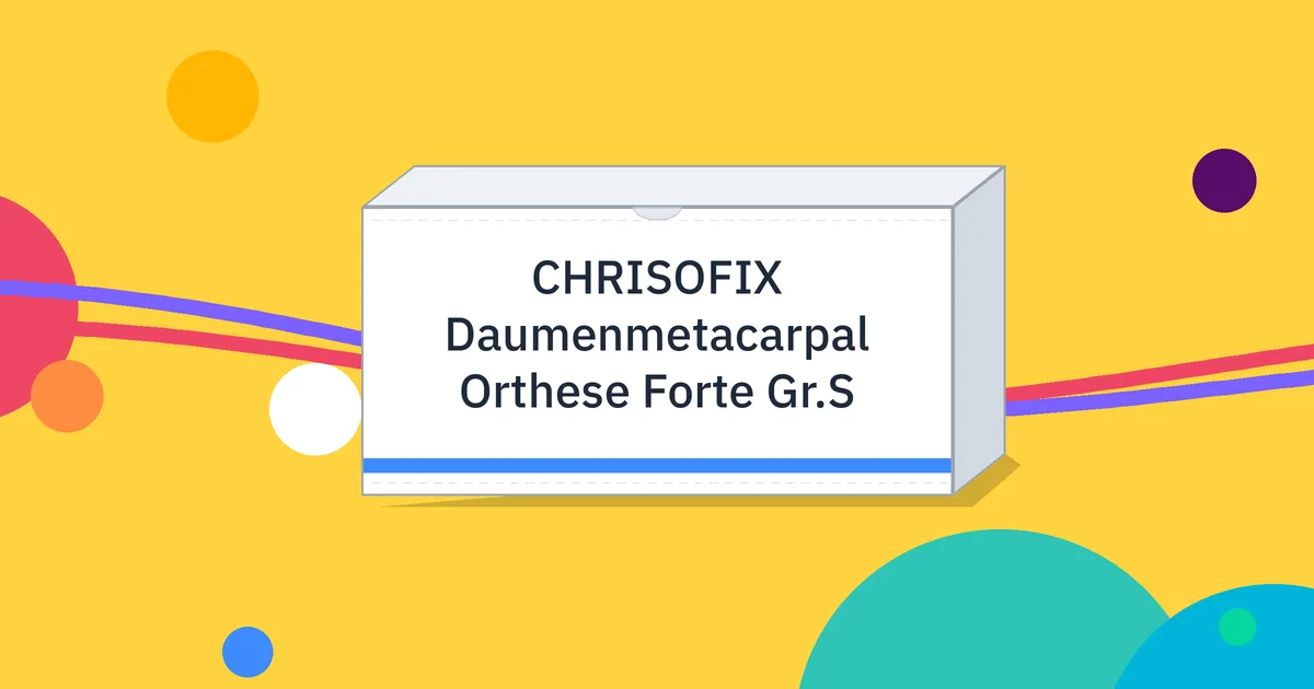 Symbolbild: Packung mit der Aufschrift CHRISOFIX Daumenmetacarpal Orthese Forte Gr.S (PZN 12473548) – Verfügbarkeit und Bezug in Apotheken in Frankfurt am Main