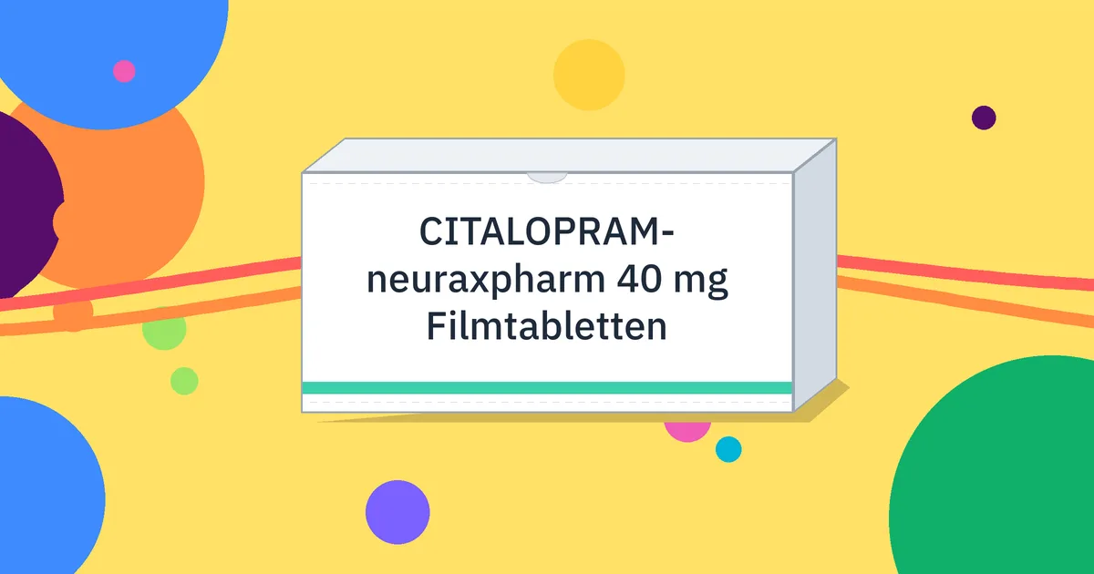Symbolbild: Packung mit der Aufschrift CITALOPRAM-neuraxpharm 40 mg Filmtabletten (PZN 02571936) – Verfügbarkeit und Bezug in Apotheken in Frankfurt am Main