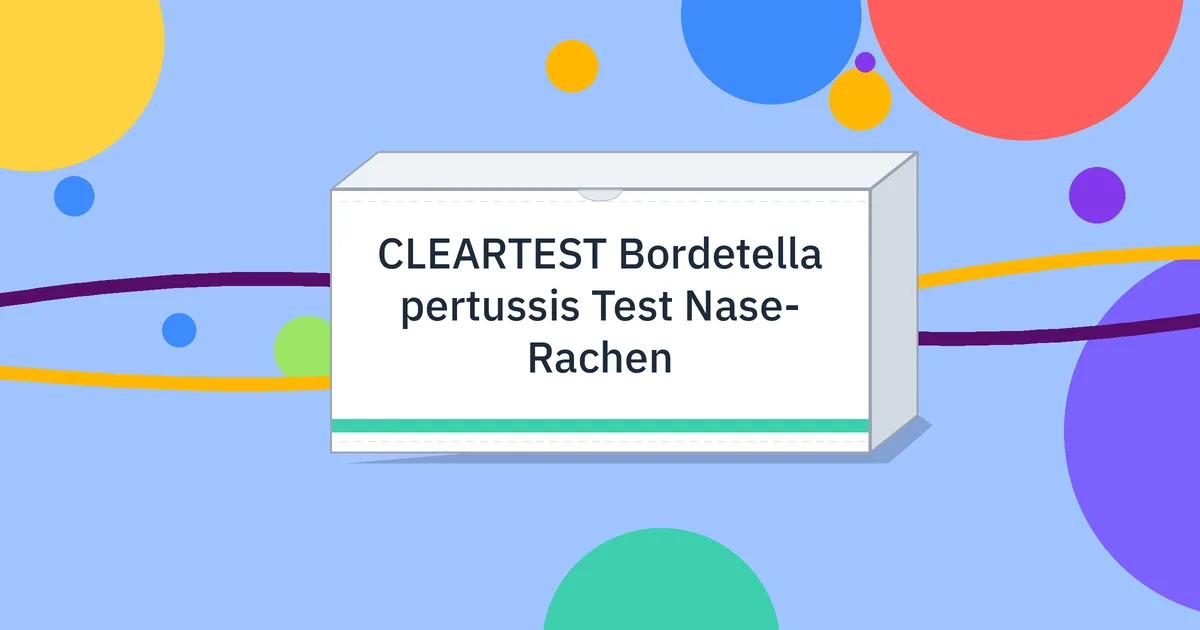 Symbolbild: Packung mit der Aufschrift CLEARTEST Bordetella pertussis Test Nase-Rachen (PZN 20363354) – Verfügbarkeit und Bezug in Apotheken in Frankfurt am Main