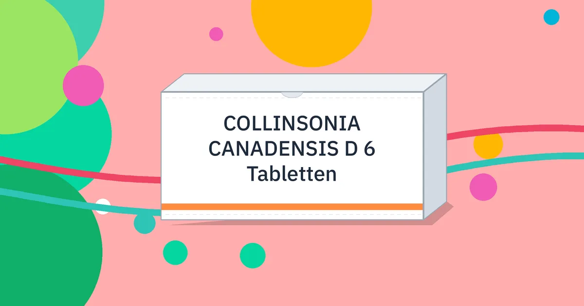 Symbolbild: Packung mit der Aufschrift COLLINSONIA CANADENSIS D 6 Tabletten (PZN 07165313) – Verfügbarkeit und Bezug in Apotheken in Frankfurt am Main