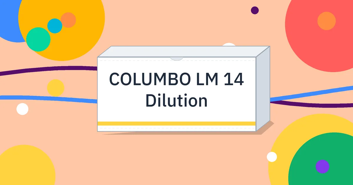 Symbolbild: Packung mit der Aufschrift COLUMBO LM 14 Dilution (PZN 13448788) – Verfügbarkeit und Bezug in Apotheken in Frankfurt am Main