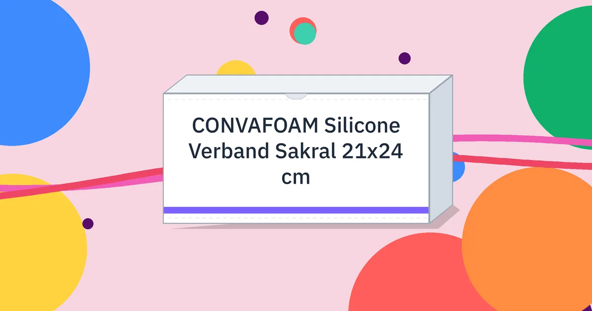 Symbolbild: Packung mit der Aufschrift CONVAFOAM Silicone Verband Sakral 21x24 cm (PZN 20393361) – Verfügbarkeit und Bezug in Apotheken in Frankfurt am Main
