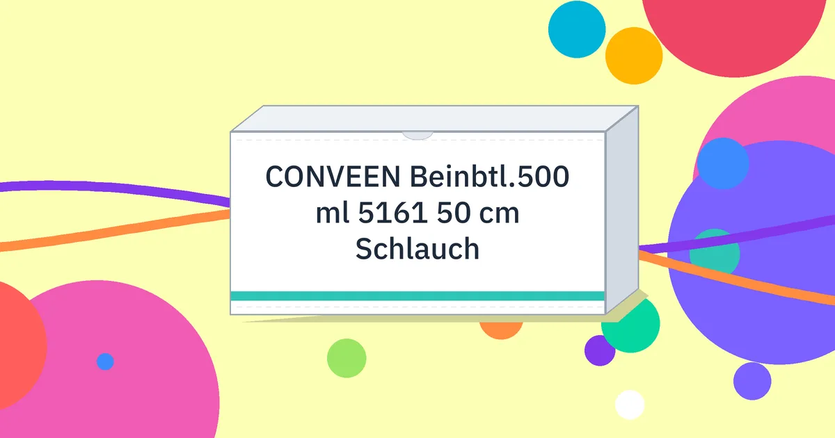 Symbolbild: Packung mit der Aufschrift CONVEEN Beinbtl.500 ml 5161 50 cm Schlauch (PZN 04585078) – Verfügbarkeit und Bezug in Apotheken in Frankfurt am Main