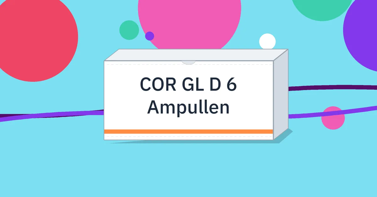 Symbolbild: Packung mit der Aufschrift COR GL D 6 Ampullen (PZN 02829926) – Verfügbarkeit und Bezug in Apotheken in Frankfurt am Main