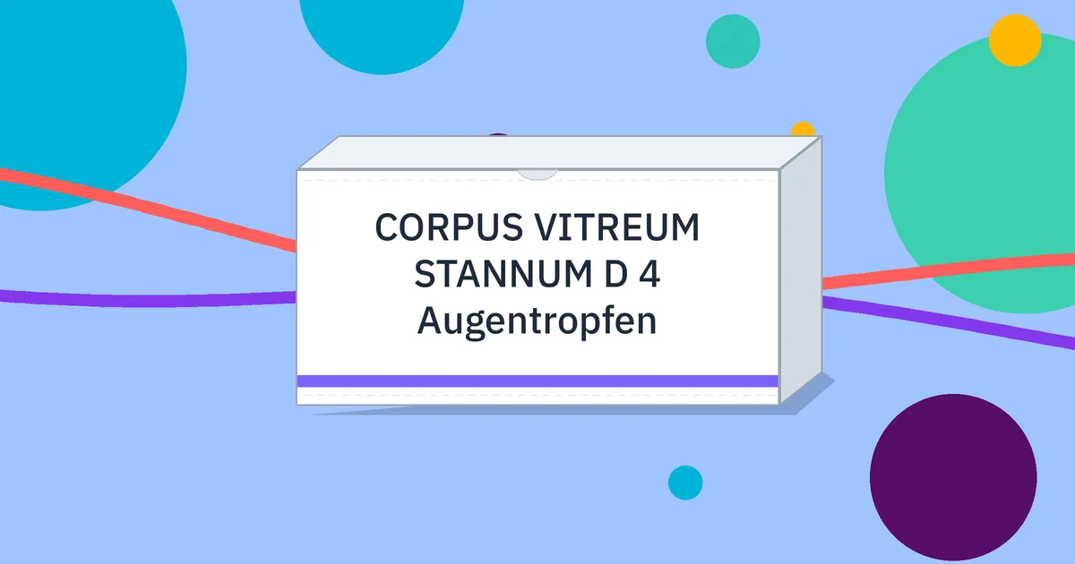 Symbolbild: Packung mit der Aufschrift CORPUS VITREUM STANNUM D 4 Augentropfen (PZN 02640755) – Verfügbarkeit und Bezug in Apotheken in Frankfurt am Main
