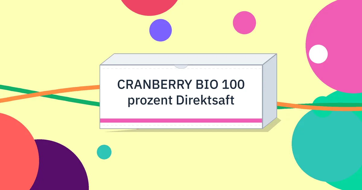 Symbolbild: Packung mit der Aufschrift CRANBERRY BIO 100 prozent Direktsaft (PZN 10386012) – Verfügbarkeit und Bezug in Apotheken in Frankfurt am Main