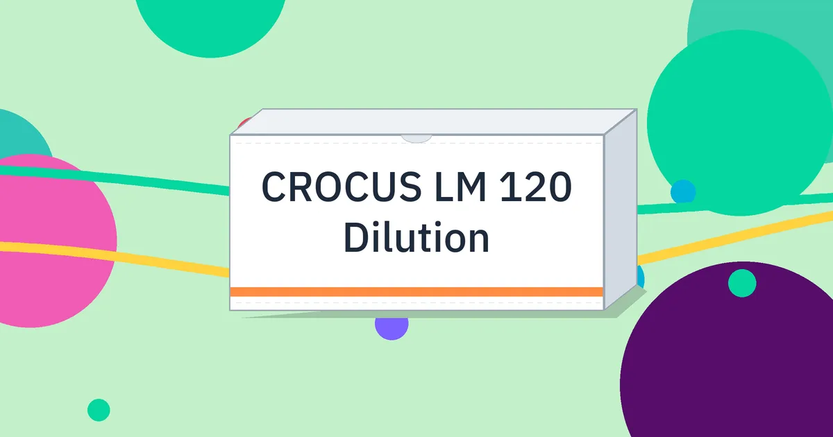 Symbolbild: Packung mit der Aufschrift CROCUS LM 120 Dilution (PZN 12835862) – Verfügbarkeit und Bezug in Apotheken in Frankfurt am Main
