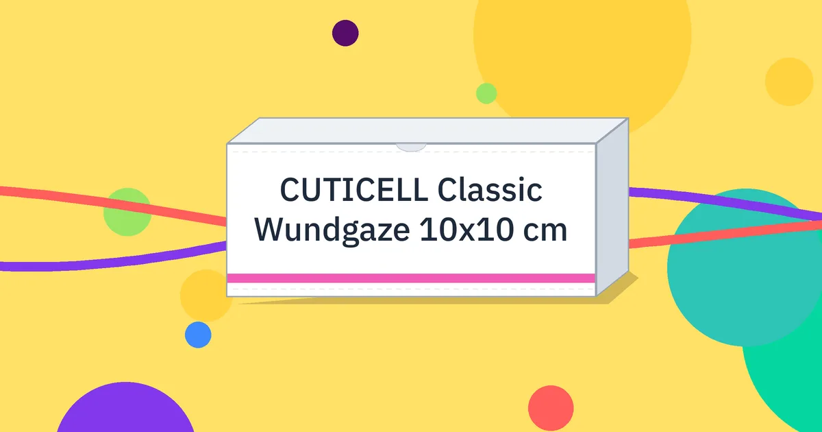 Symbolbild: Packung mit der Aufschrift CUTICELL Classic Wundgaze 10x10 cm (PZN 17619904) – Verfügbarkeit und Bezug in Apotheken in Frankfurt am Main
