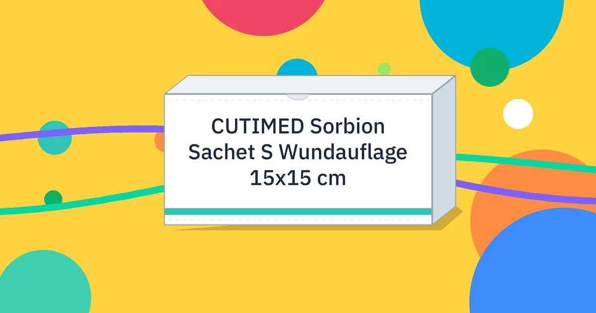 Symbolbild: Packung mit der Aufschrift CUTIMED Sorbion Sachet S Wundauflage 15x15 cm (PZN 16788898) – Verfügbarkeit und Bezug in Apotheken in Frankfurt am Main