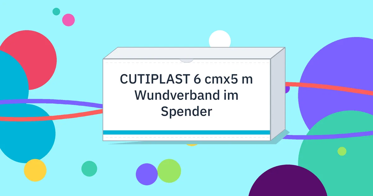 Symbolbild: Packung mit der Aufschrift CUTIPLAST 6 cmx5 m Wundverband im Spender (PZN 15302356) – Verfügbarkeit und Bezug in Apotheken in Frankfurt am Main