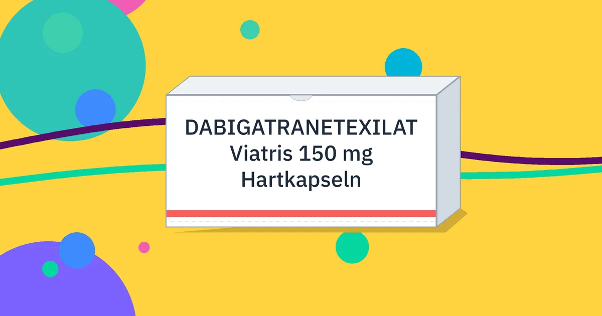 Symbolbild: Packung mit der Aufschrift DABIGATRANETEXILAT Viatris 150 mg Hartkapseln (PZN 19158637) – Verfügbarkeit und Bezug in Apotheken in Frankfurt am Main