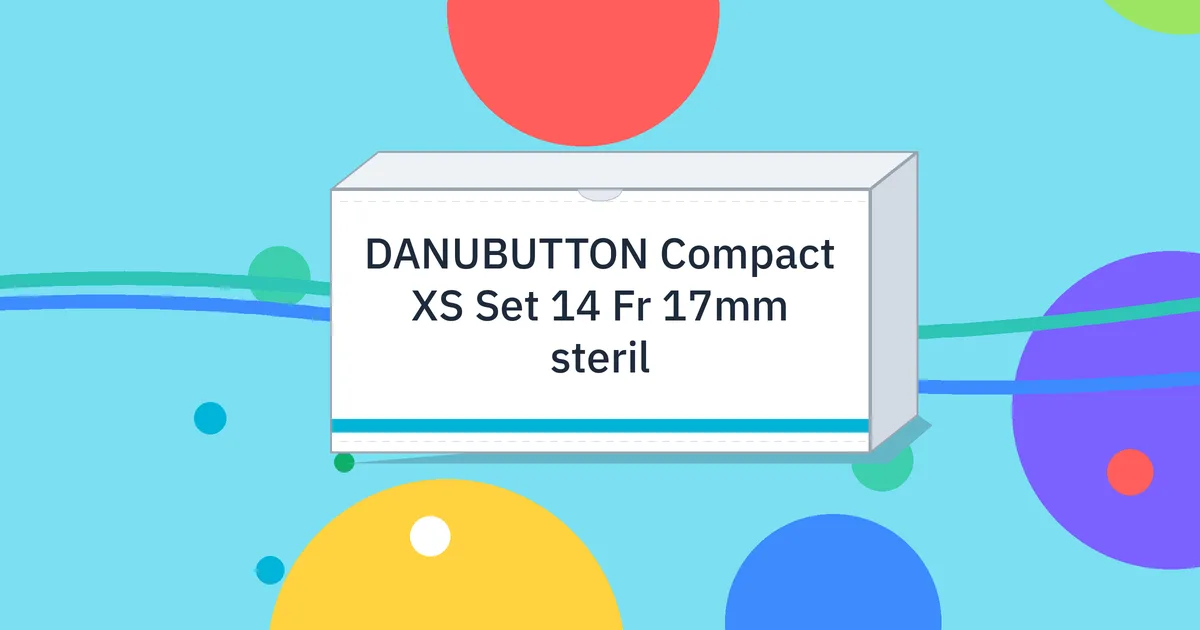 Symbolbild: Packung mit der Aufschrift DANUBUTTON Compact XS Set 14 Fr 17mm steril (PZN 19852668) – Verfügbarkeit und Bezug in Apotheken in Frankfurt am Main