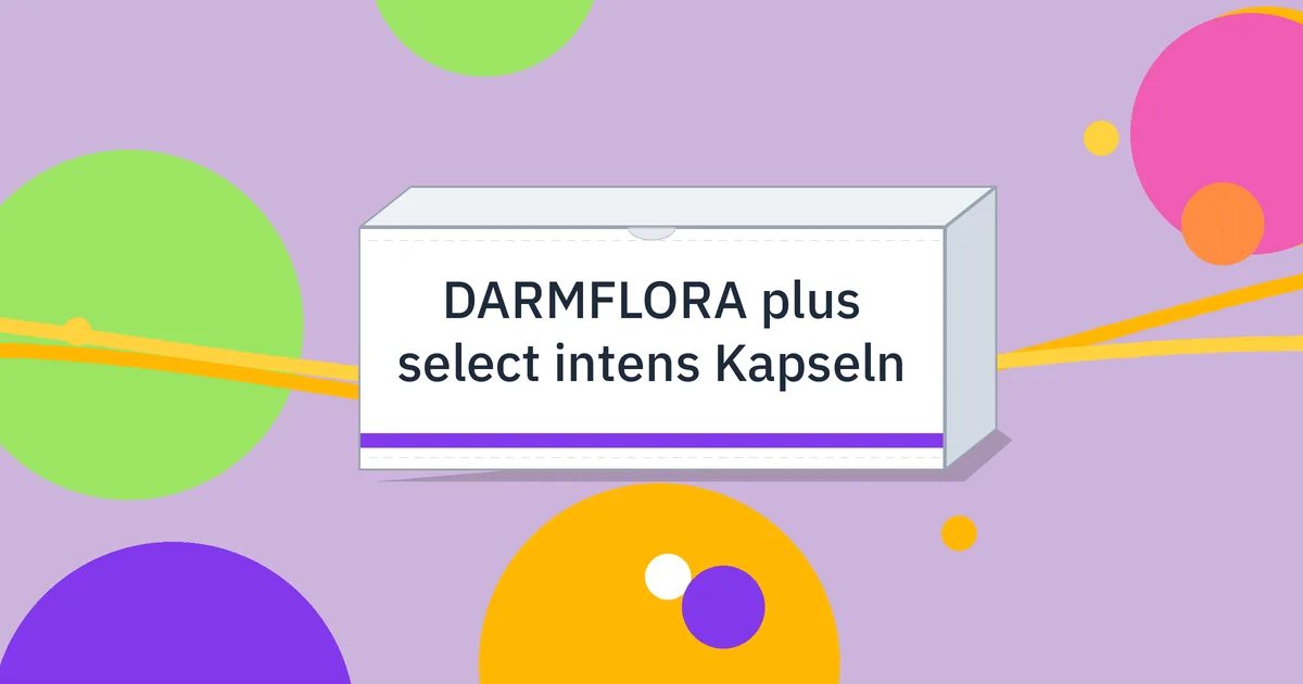 Symbolbild: Packung mit der Aufschrift DARMFLORA plus select intens Kapseln (PZN 13839425) – Verfügbarkeit und Bezug in Apotheken in Frankfurt am Main