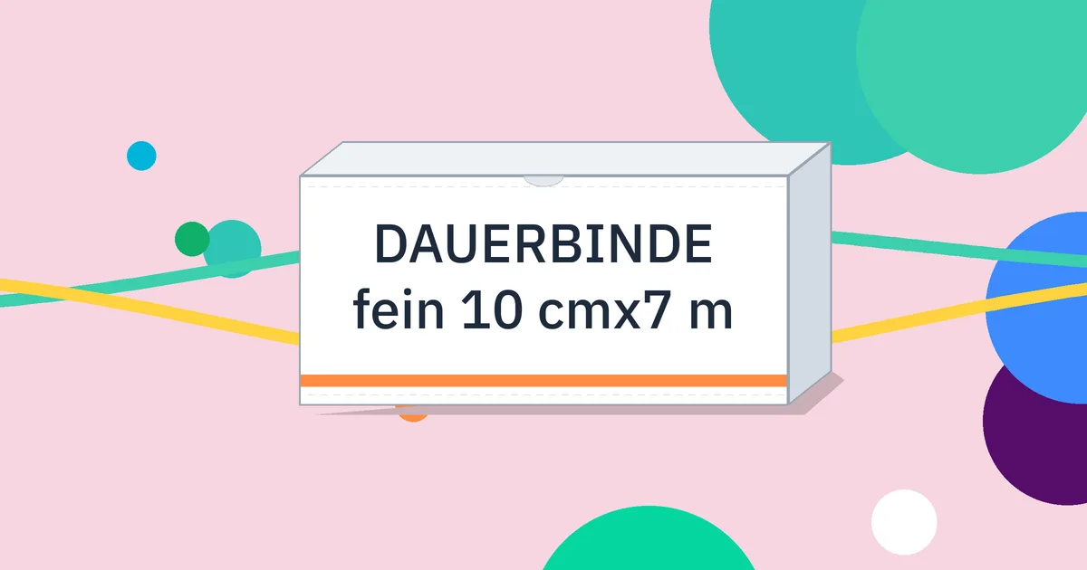 Symbolbild: Packung mit der Aufschrift DAUERBINDE fein 10 cmx7 m (PZN 12592307) – Verfügbarkeit und Bezug in Apotheken in Frankfurt am Main