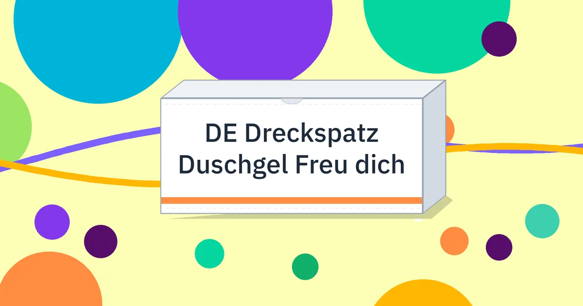 Symbolbild: Packung mit der Aufschrift DE Dreckspatz Duschgel Freu dich (PZN 12892185) – Verfügbarkeit und Bezug in Apotheken in Frankfurt am Main