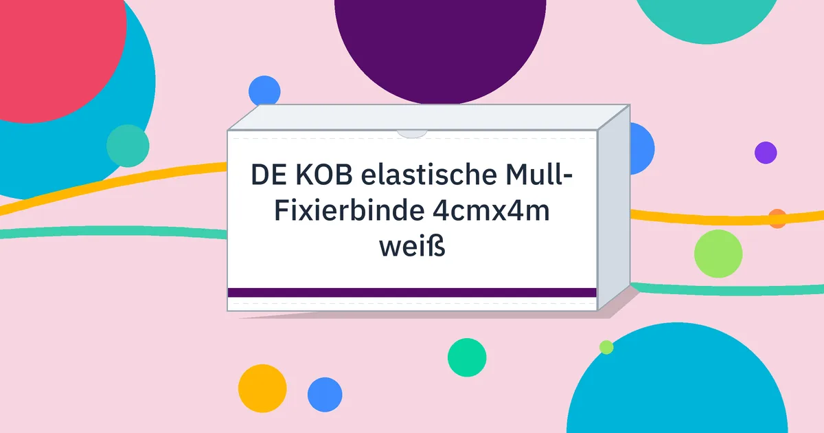 Symbolbild: Packung mit der Aufschrift DE KOB elastische Mull-Fixierbinde 4cmx4m weiß (PZN 09747025) – Verfügbarkeit und Bezug in Apotheken in Frankfurt am Main