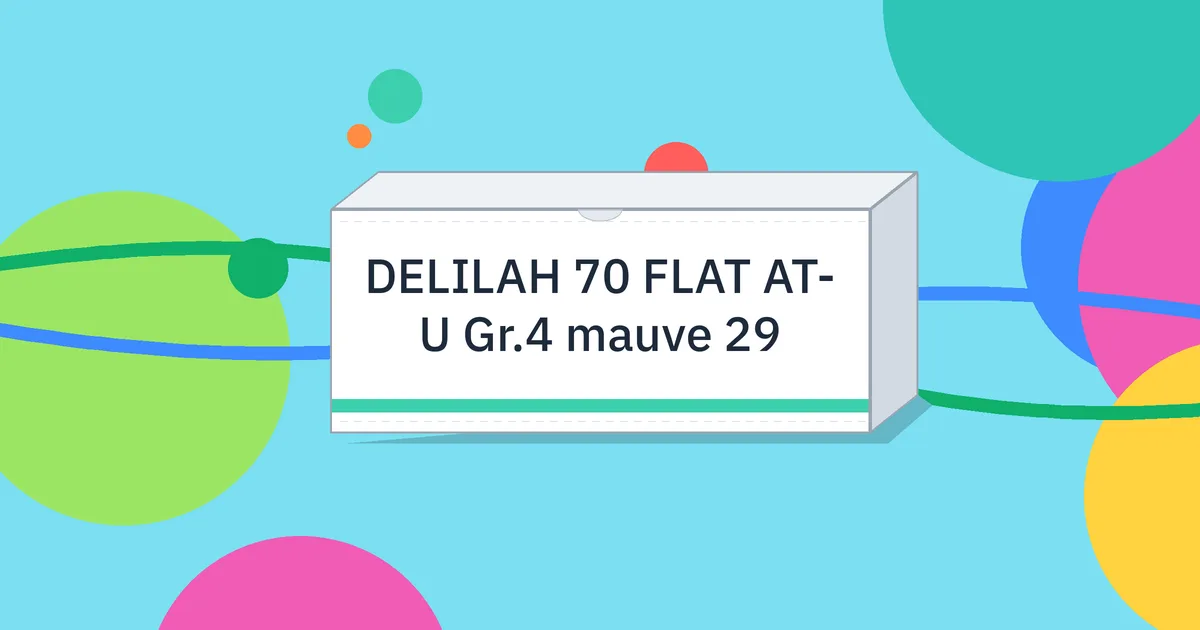 Symbolbild: Packung mit der Aufschrift DELILAH 70 FLAT AT-U Gr.4 mauve 29 (PZN 13849010) – Verfügbarkeit und Bezug in Apotheken in Frankfurt am Main