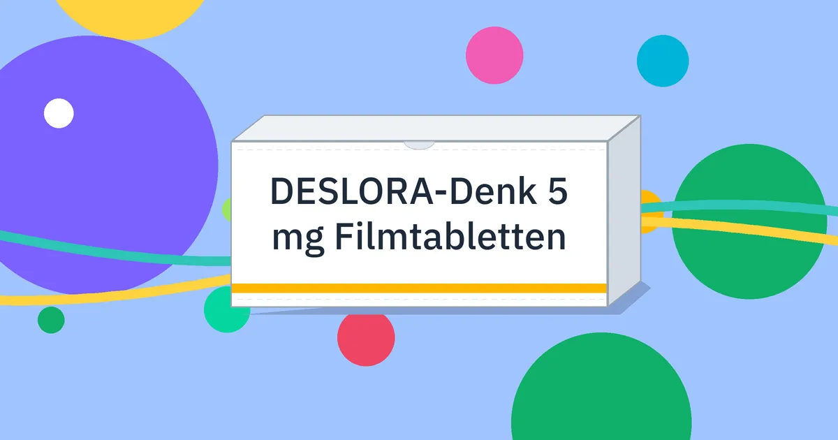 Symbolbild: Packung mit der Aufschrift DESLORA-Denk 5 mg Filmtabletten (PZN 16606176) – Verfügbarkeit und Bezug in Apotheken in Frankfurt am Main