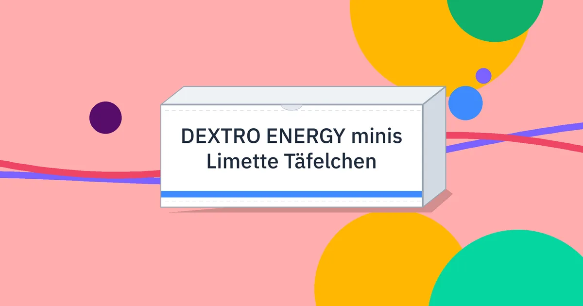 Symbolbild: Packung mit der Aufschrift DEXTRO ENERGY minis Limette Täfelchen (PZN 05387943) – Verfügbarkeit und Bezug in Apotheken in Frankfurt am Main