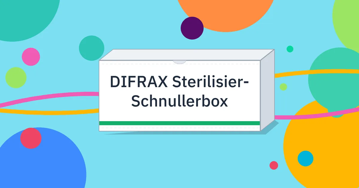 Symbolbild: Packung mit der Aufschrift DIFRAX Sterilisier-Schnullerbox (PZN 12517837) – Verfügbarkeit und Bezug in Apotheken in Frankfurt am Main