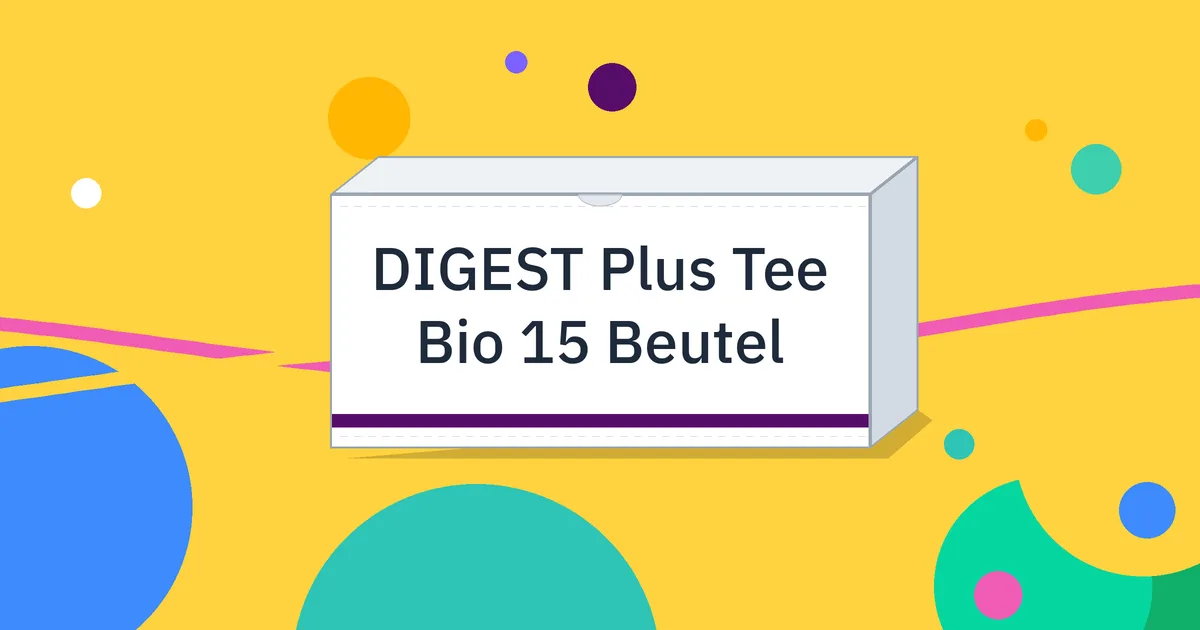 Symbolbild: Packung mit der Aufschrift DIGEST Plus Tee Bio 15 Beutel (PZN 16952754) – Verfügbarkeit und Bezug in Apotheken in Frankfurt am Main