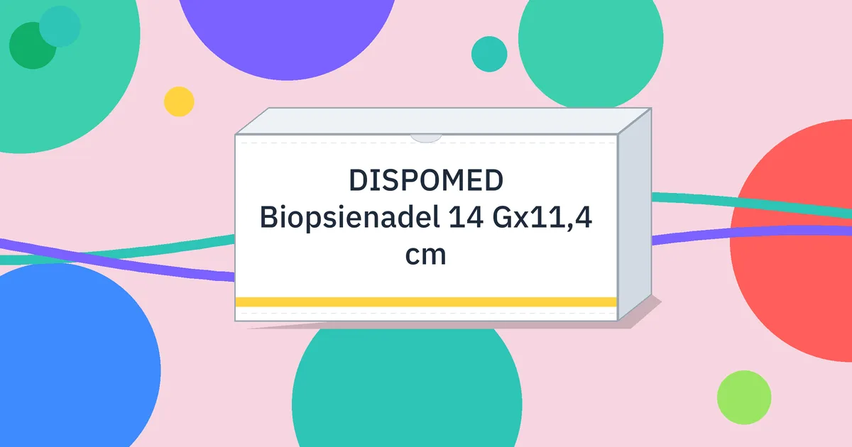 Symbolbild: Packung mit der Aufschrift DISPOMED Biopsienadel 14 Gx11,4 cm (PZN 08495113) – Verfügbarkeit und Bezug in Apotheken in Frankfurt am Main