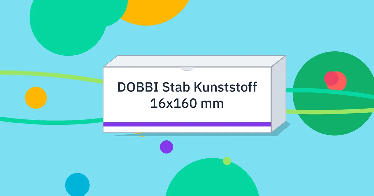 Symbolbild: Packung mit der Aufschrift DOBBI Stab Kunststoff 16x160 mm (PZN 05451888) – Verfügbarkeit und Bezug in Apotheken in Frankfurt am Main