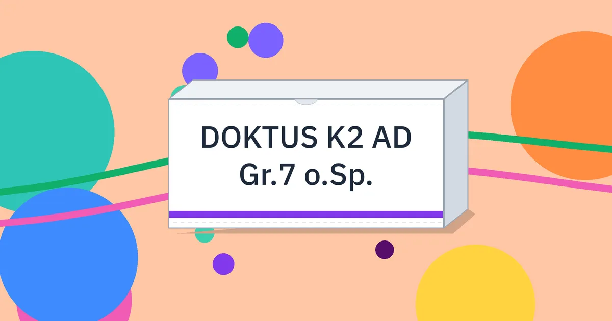 Symbolbild: Packung mit der Aufschrift DOKTUS K2 AD Gr.7 o.Sp. (PZN 03308922) – Verfügbarkeit und Bezug in Apotheken in Frankfurt am Main