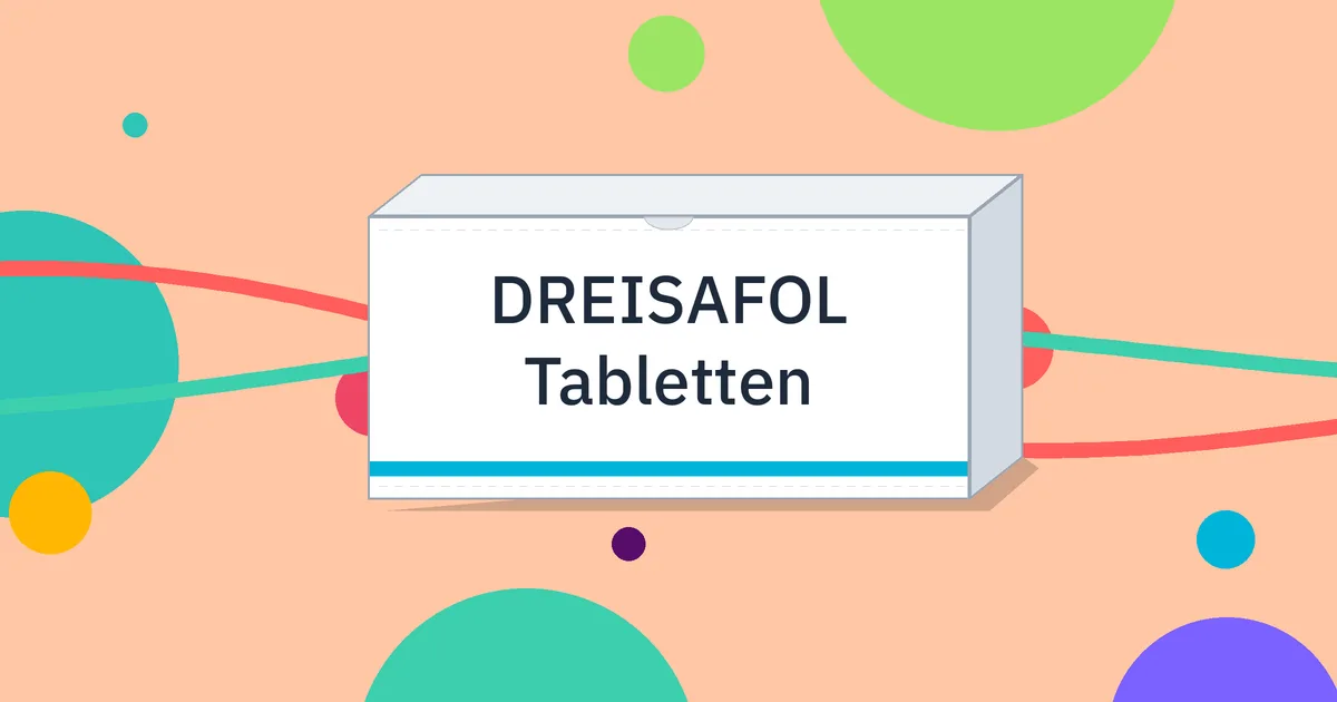 Symbolbild: Packung mit der Aufschrift DREISAFOL Tabletten (PZN 01223937) – Verfügbarkeit und Bezug in Apotheken in Frankfurt am Main