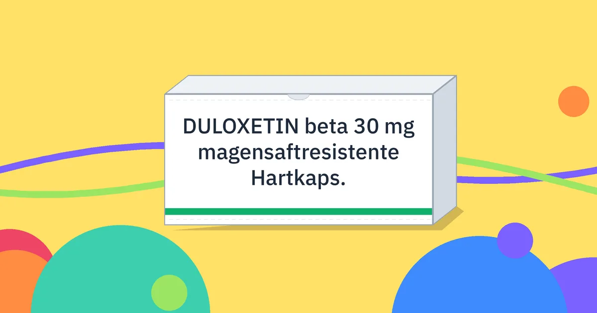 Symbolbild: Packung mit der Aufschrift DULOXETIN beta 30 mg magensaftresistente Hartkaps. (PZN 08468872) – Verfügbarkeit und Bezug in Apotheken in Frankfurt am Main