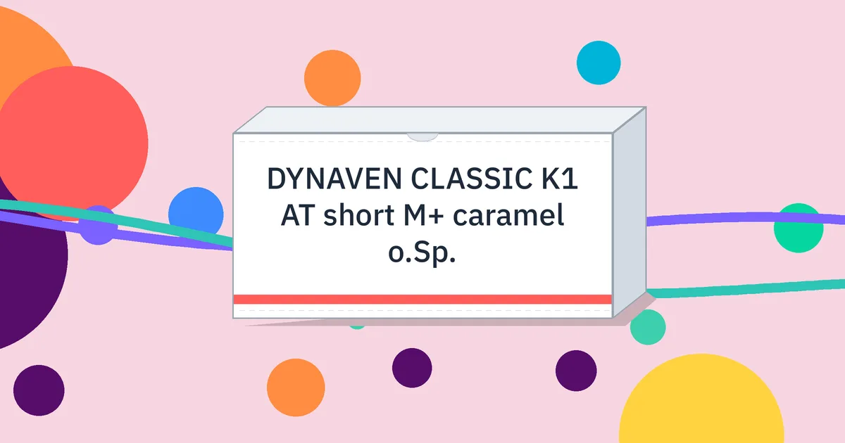 Symbolbild: Packung mit der Aufschrift DYNAVEN CLASSIC K1 AT short M+ caramel o.Sp. (PZN 18416155) – Verfügbarkeit und Bezug in Apotheken in Frankfurt am Main