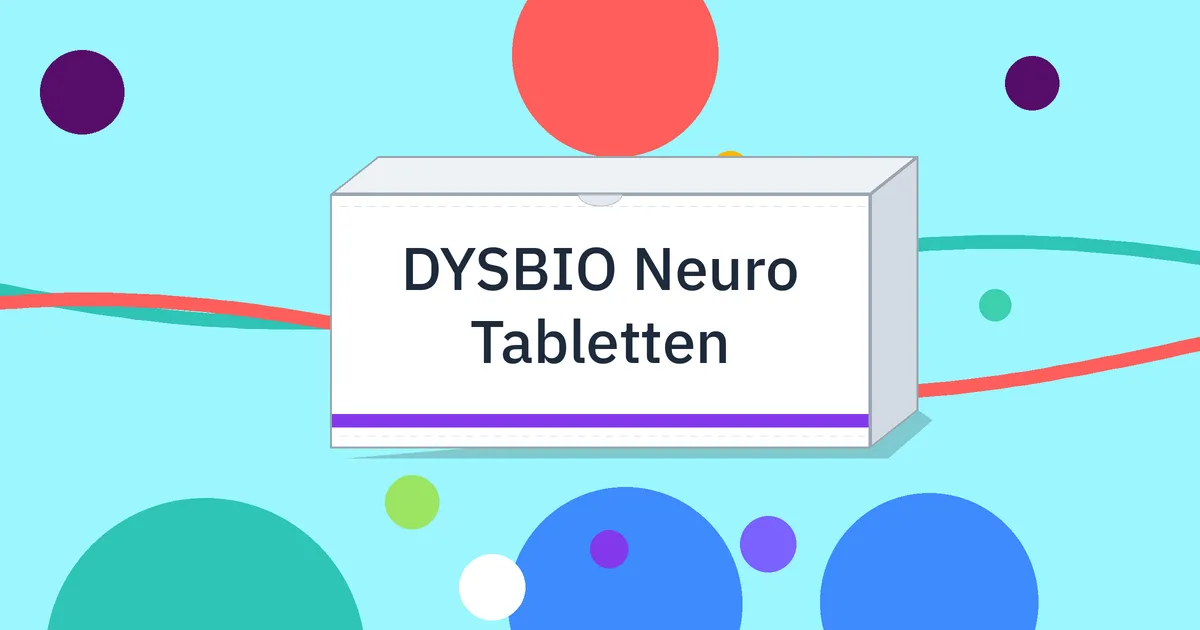 Symbolbild: Packung mit der Aufschrift DYSBIO Neuro Tabletten (PZN 12442542) – Verfügbarkeit und Bezug in Apotheken in Frankfurt am Main