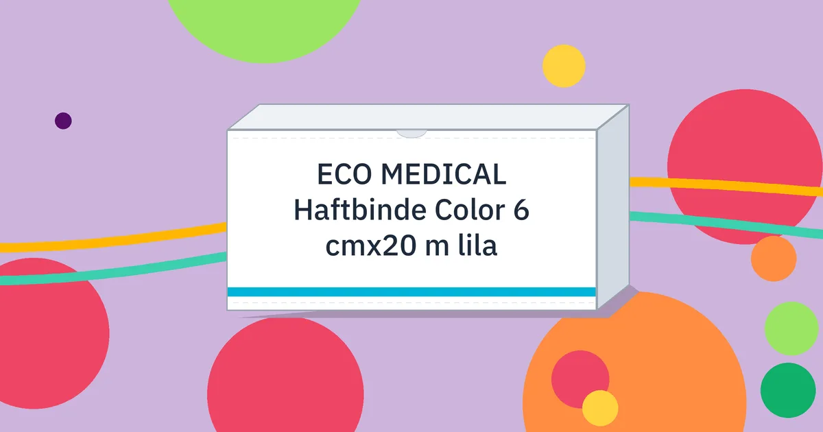 Symbolbild: Packung mit der Aufschrift ECO MEDICAL Haftbinde Color 6 cmx20 m lila (PZN 00753231) – Verfügbarkeit und Bezug in Apotheken in Frankfurt am Main