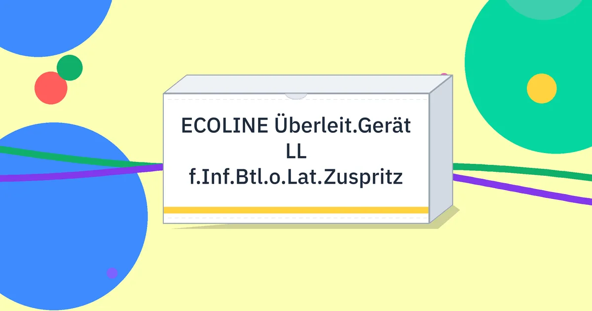 Symbolbild: Packung mit der Aufschrift ECOLINE Überleit.Gerät LL f.Inf.Btl.o.Lat.Zuspritz (PZN 08495840) – Verfügbarkeit und Bezug in Apotheken in Frankfurt am Main