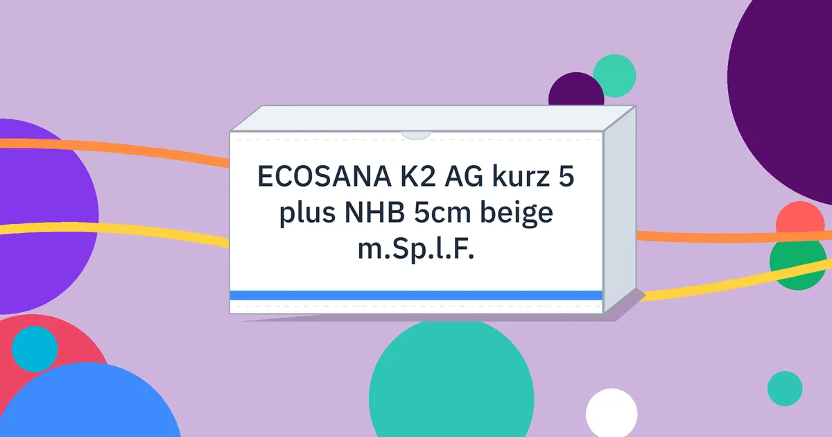 Symbolbild: Packung mit der Aufschrift ECOSANA K2 AG kurz 5 plus NHB 5cm beige m.Sp.l.F. (PZN 10955473) – Verfügbarkeit und Bezug in Apotheken in Frankfurt am Main