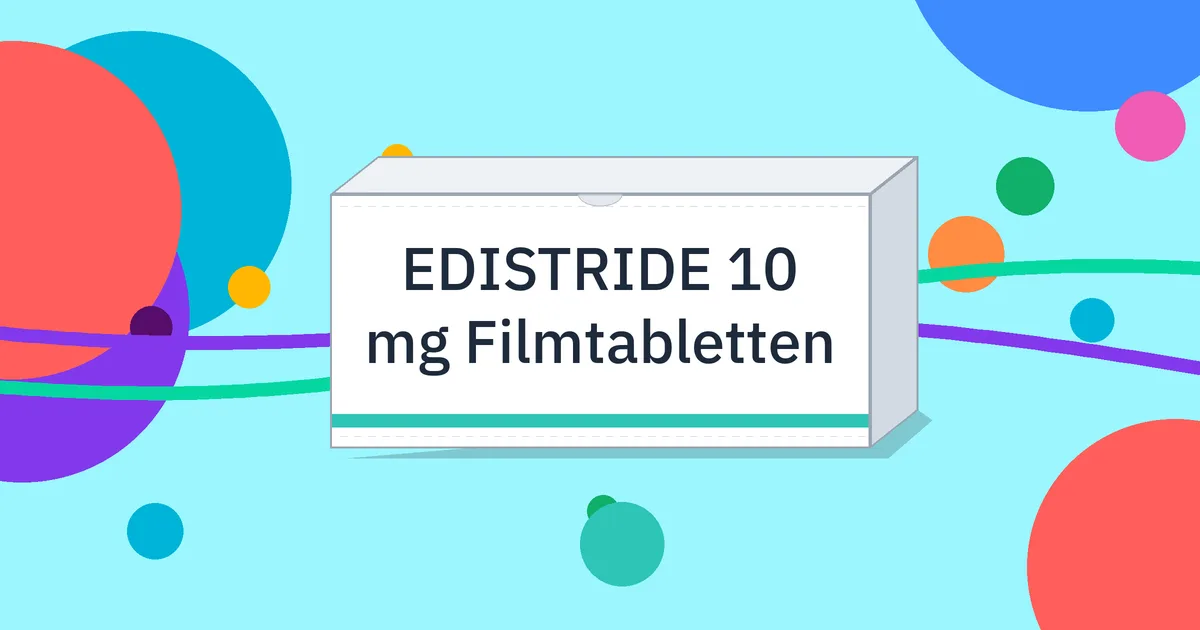 Symbolbild: Packung mit der Aufschrift EDISTRIDE 10 mg Filmtabletten (PZN 20005270) – Verfügbarkeit und Bezug in Apotheken in Frankfurt am Main