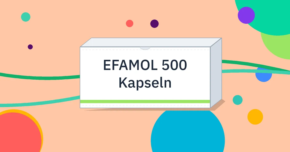 Symbolbild: Packung mit der Aufschrift EFAMOL 500 Kapseln (PZN 20046375) – Verfügbarkeit und Bezug in Apotheken in Frankfurt am Main