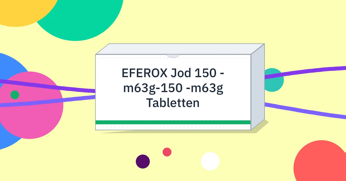 Symbolbild: Packung mit der Aufschrift EFEROX Jod 150 -m63g-150 -m63g Tabletten (PZN 00380066) – Verfügbarkeit und Bezug in Apotheken in Frankfurt am Main