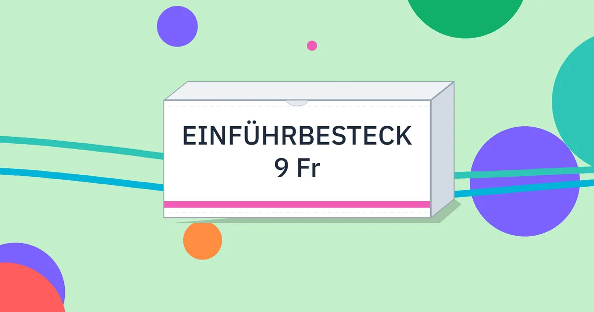 Symbolbild: Packung mit der Aufschrift EINFÜHRBESTECK 9 Fr (PZN 01058007) – Verfügbarkeit und Bezug in Apotheken in Frankfurt am Main