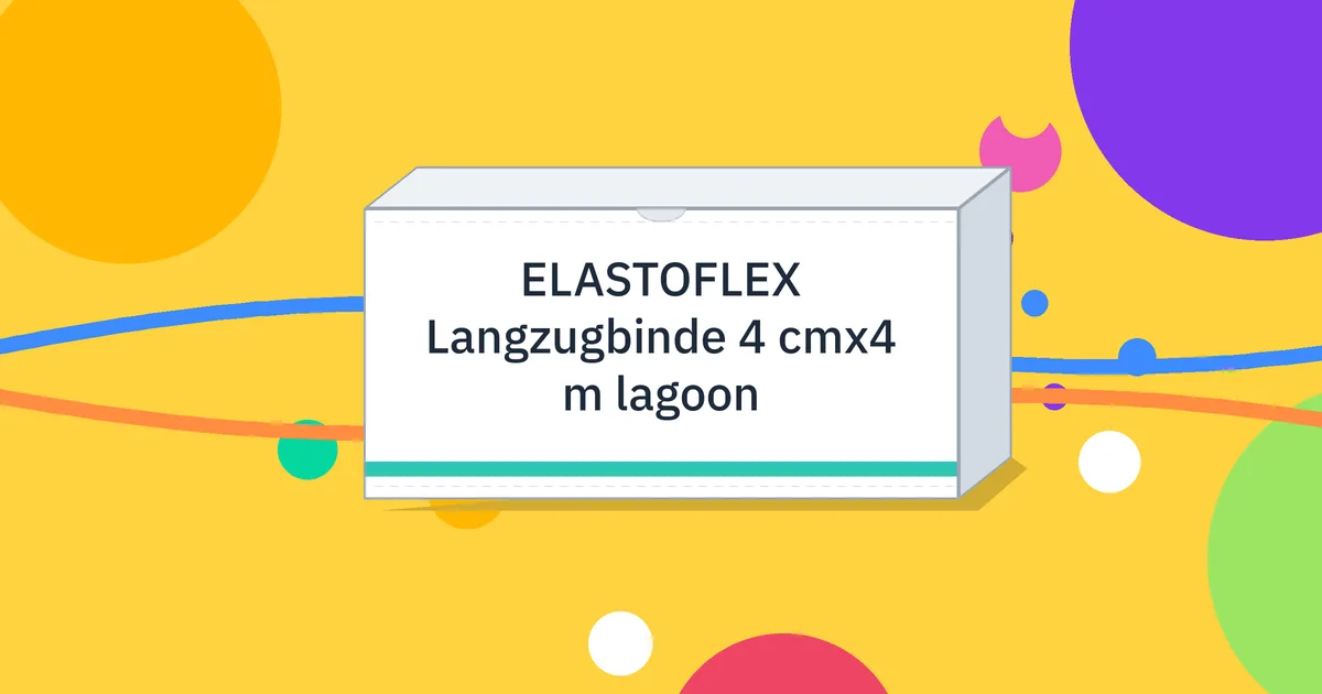 Symbolbild: Packung mit der Aufschrift ELASTOFLEX Langzugbinde 4 cmx4 m lagoon (PZN 17175979) – Verfügbarkeit und Bezug in Apotheken in Frankfurt am Main