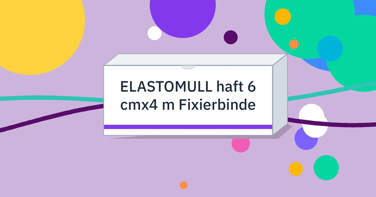 Symbolbild: Packung mit der Aufschrift ELASTOMULL haft 6 cmx4 m Fixierbinde (PZN 01415996) – Verfügbarkeit und Bezug in Apotheken in Frankfurt am Main