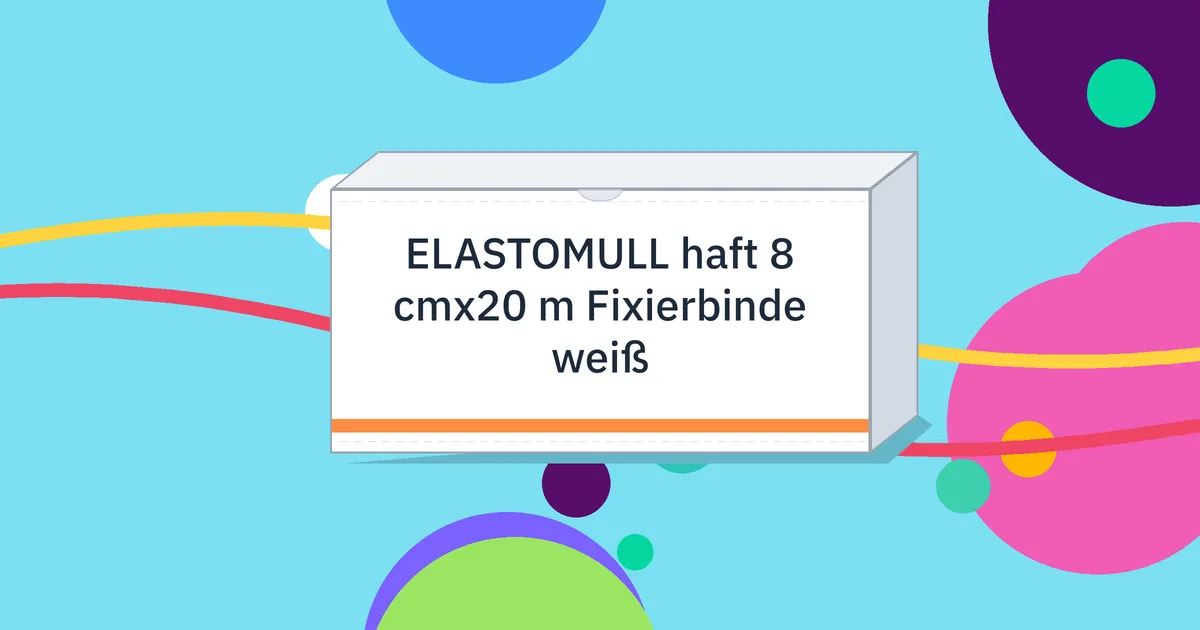Symbolbild: Packung mit der Aufschrift ELASTOMULL haft 8 cmx20 m Fixierbinde weiß (PZN 12776183) – Verfügbarkeit und Bezug in Apotheken in Frankfurt am Main