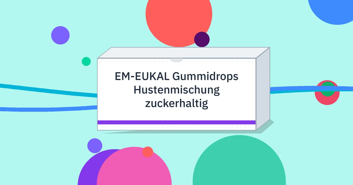 Symbolbild: Packung mit der Aufschrift EM-EUKAL Gummidrops Hustenmischung zuckerhaltig (PZN 02461484) – Verfügbarkeit und Bezug in Apotheken in Frankfurt am Main
