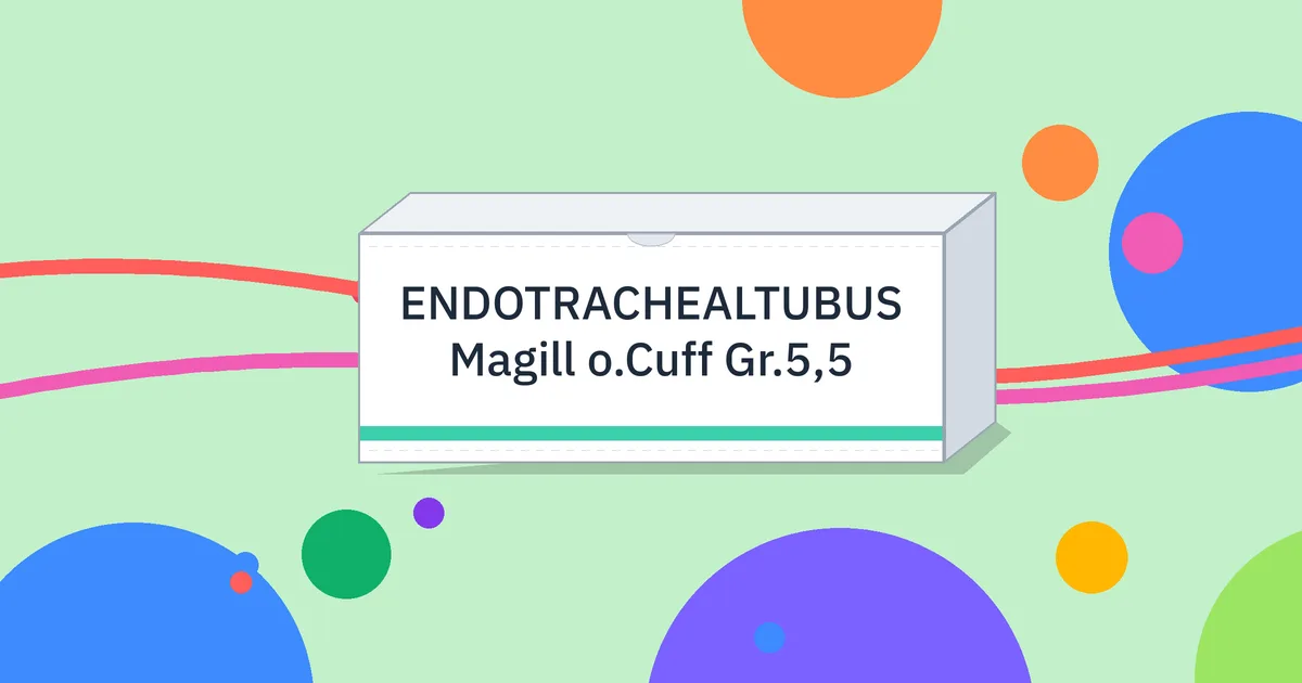 Symbolbild: Packung mit der Aufschrift ENDOTRACHEALTUBUS Magill o.Cuff Gr.5,5 (PZN 06441432) – Verfügbarkeit und Bezug in Apotheken in Frankfurt am Main