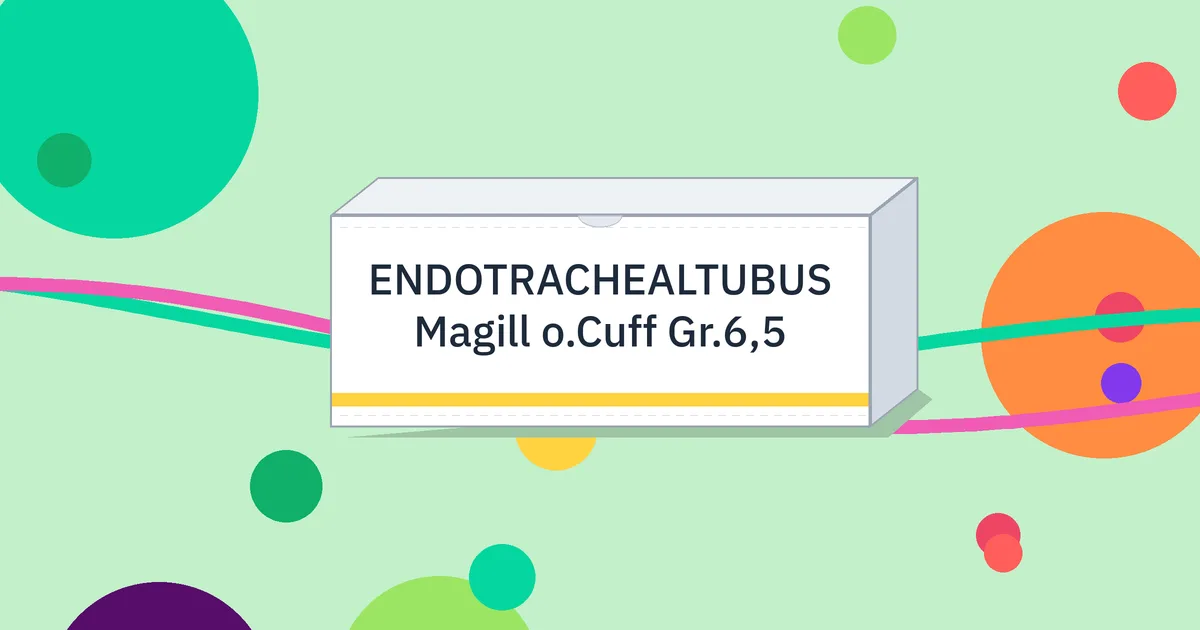 Symbolbild: Packung mit der Aufschrift ENDOTRACHEALTUBUS Magill o.Cuff Gr.6,5 (PZN 06579171) – Verfügbarkeit und Bezug in Apotheken in Frankfurt am Main
