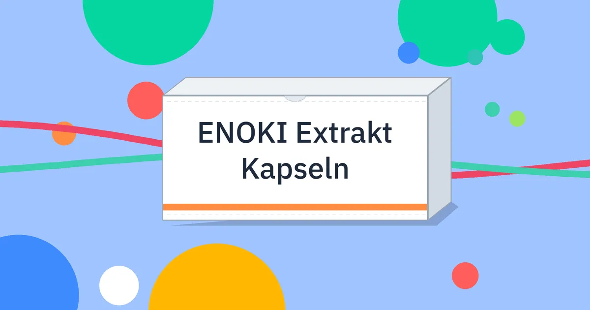 Symbolbild: Packung mit der Aufschrift ENOKI Extrakt Kapseln (PZN 17871489) – Verfügbarkeit und Bezug in Apotheken in Frankfurt am Main
