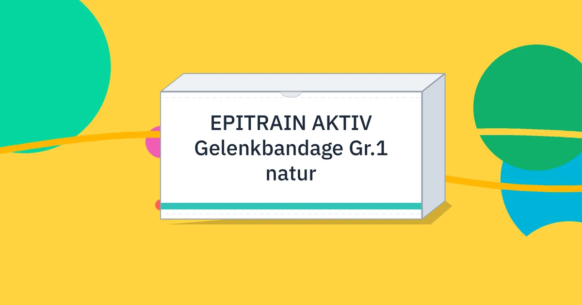Symbolbild: Packung mit der Aufschrift EPITRAIN AKTIV Gelenkbandage Gr.1 natur (PZN 01286139) – Verfügbarkeit und Bezug in Apotheken in Frankfurt am Main