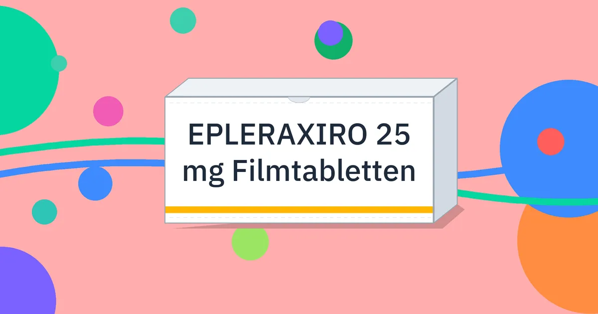 Symbolbild: Packung mit der Aufschrift EPLERAXIRO 25 mg Filmtabletten (PZN 17201760) – Verfügbarkeit und Bezug in Apotheken in Frankfurt am Main