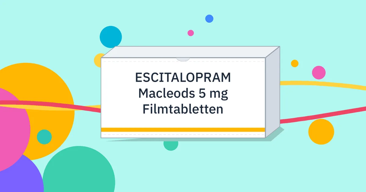Symbolbild: Packung mit der Aufschrift ESCITALOPRAM Macleods 5 mg Filmtabletten (PZN 18275588) – Verfügbarkeit und Bezug in Apotheken in Frankfurt am Main