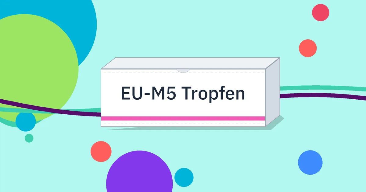 Symbolbild: Packung mit der Aufschrift EU-M5 Tropfen (PZN 11563692) – Verfügbarkeit und Bezug in Apotheken in Frankfurt am Main